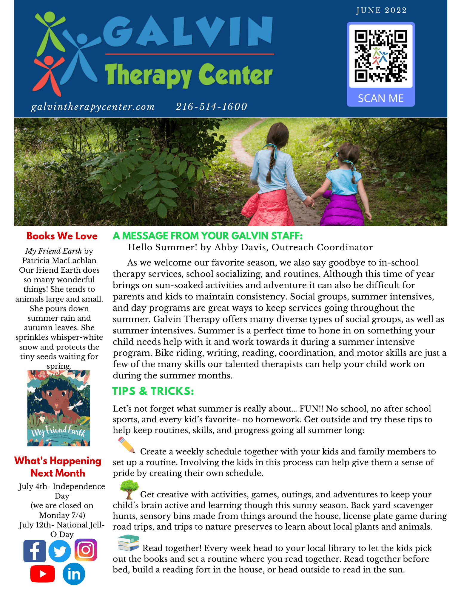 June 2022 Newsletter – Galvin Therapy Center